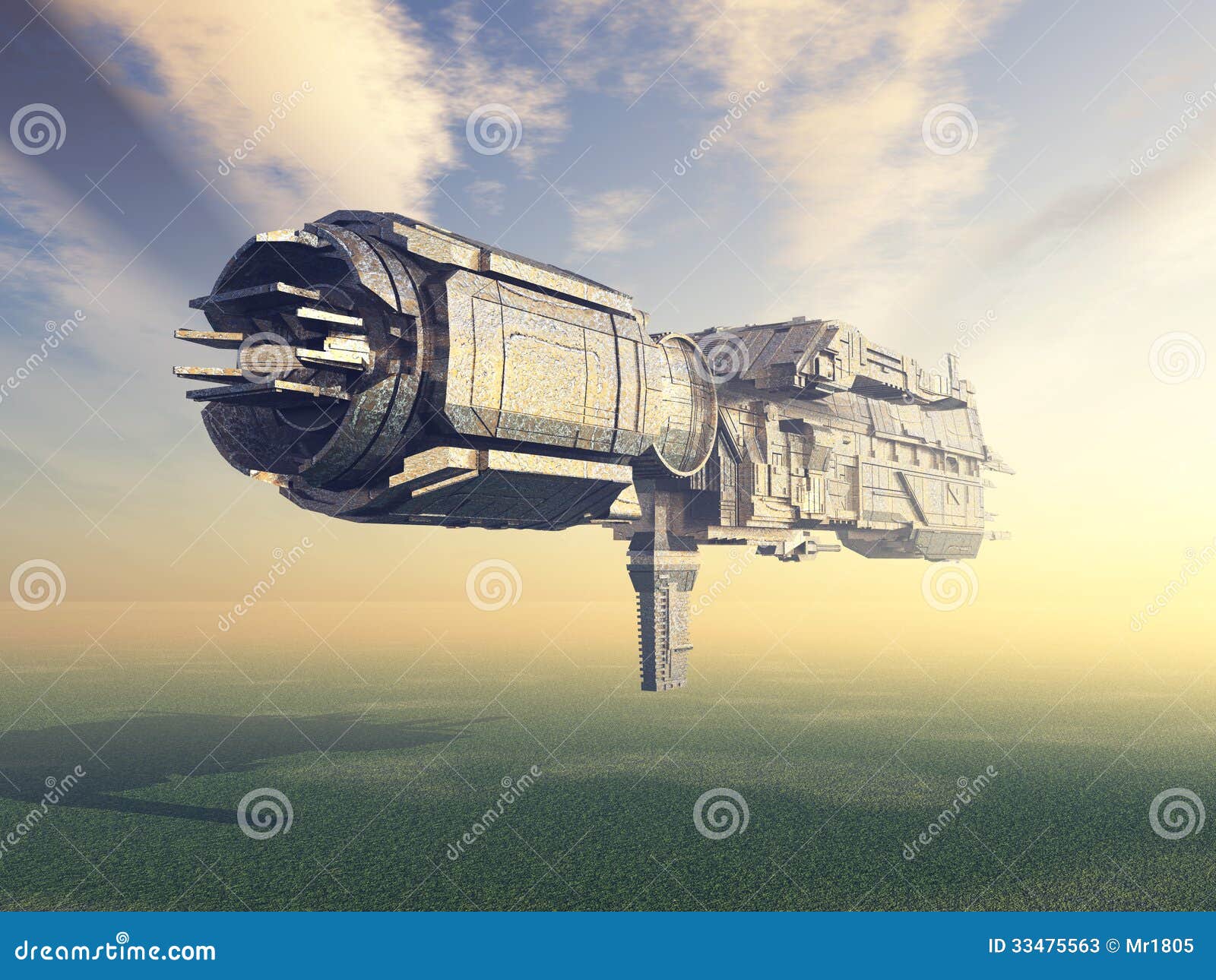 Alien Spacecraft in Earth S Atmosphere Stock Illustration ...