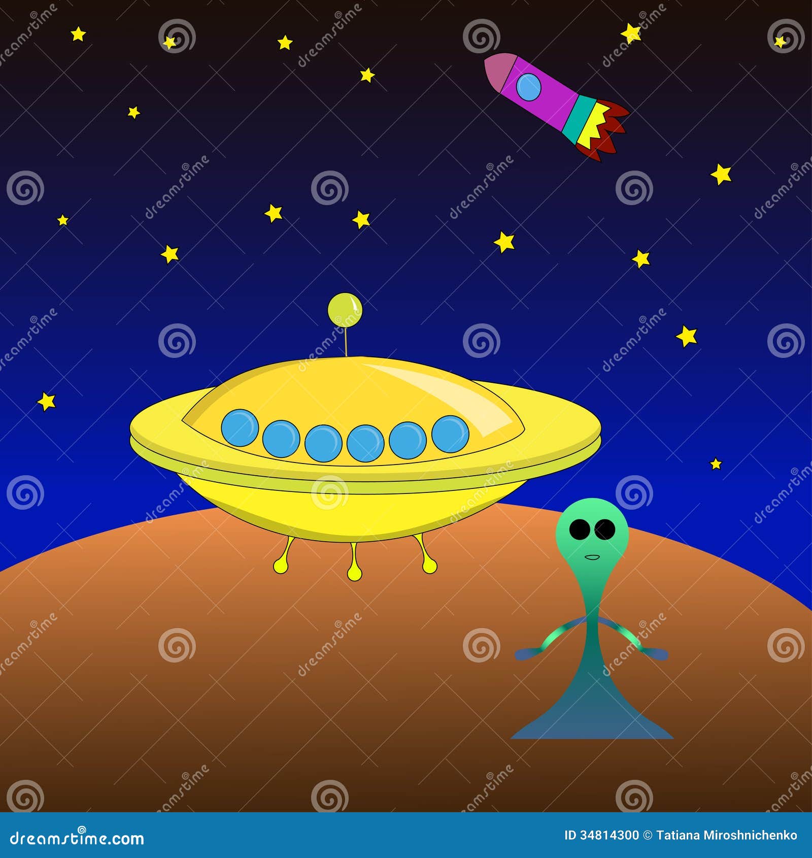 Cartoon Aliens On Mars