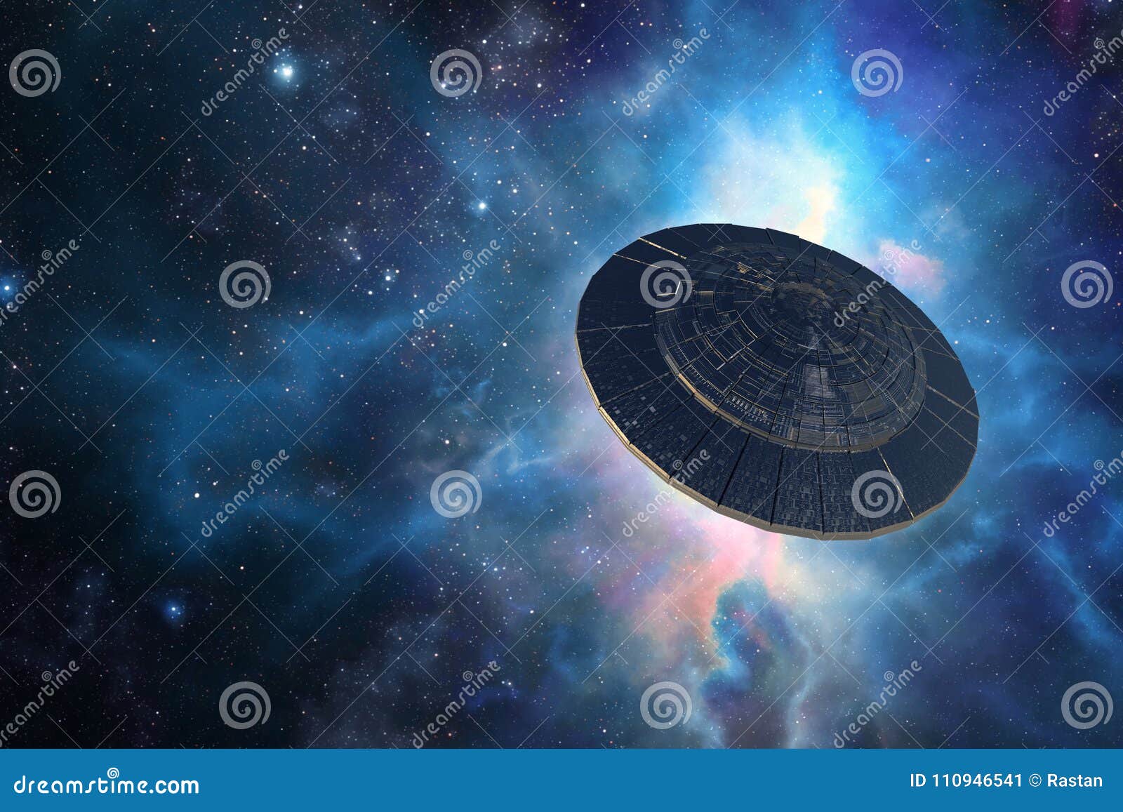 Alien Spacecraft in Outer Space Stock Illustration - Illustration of ...