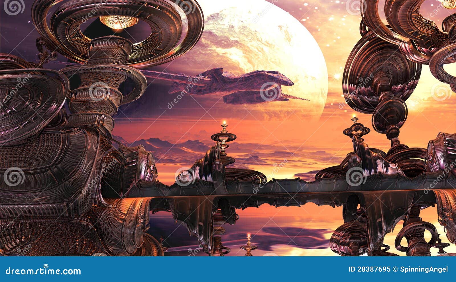 Alien Spaceship Approaching Landing Bay Royalty Free Stock Photo ...