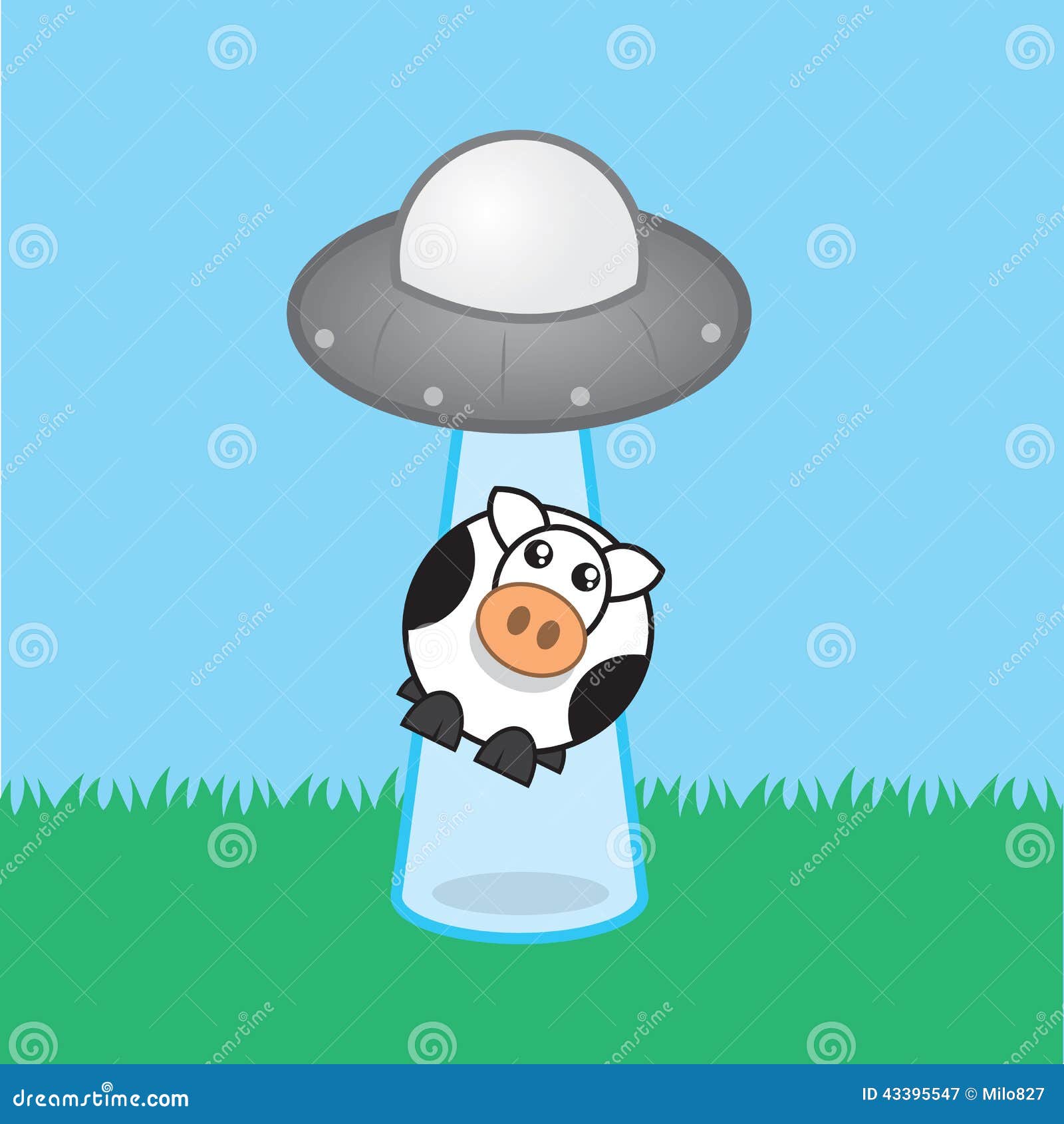 Alien Spaceship Beamed Cow Cartoon Vector | CartoonDealer.com #43395547
