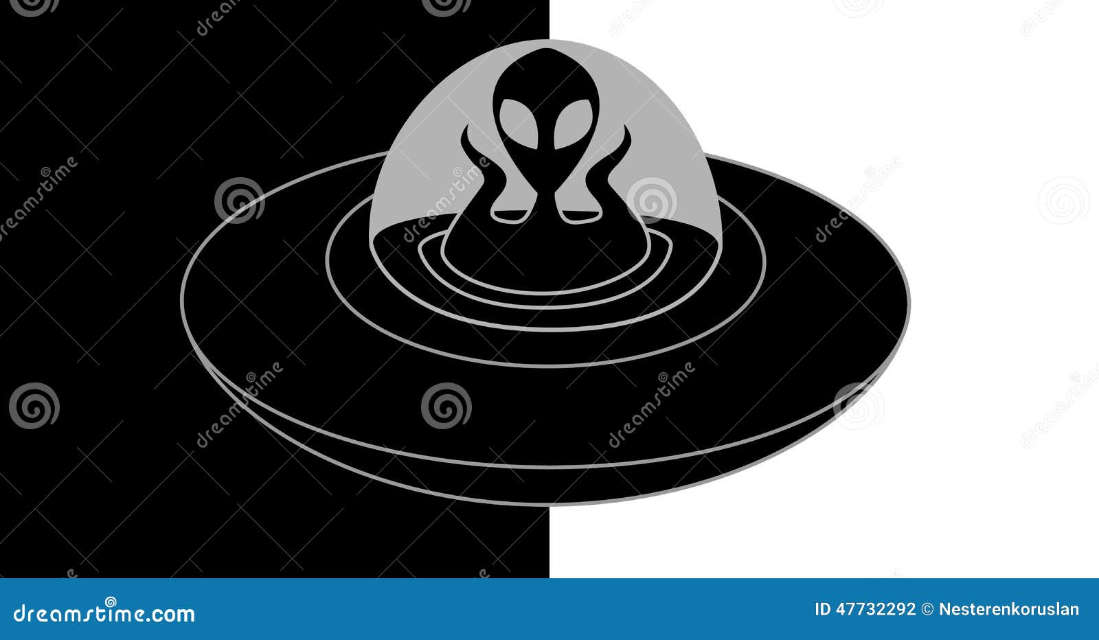 Alien in spaceship. Black stock vector. Illustration of ship - 47732292