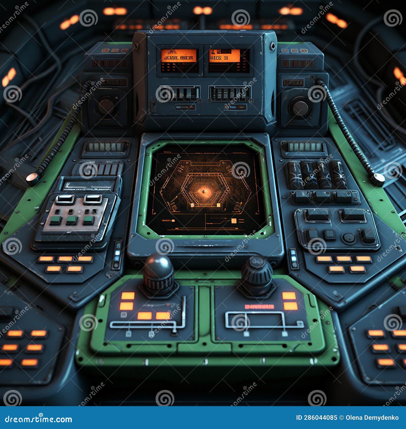 Alien Spaceship Cockpit with Space Ship Controls. Rocket Cockpit ...