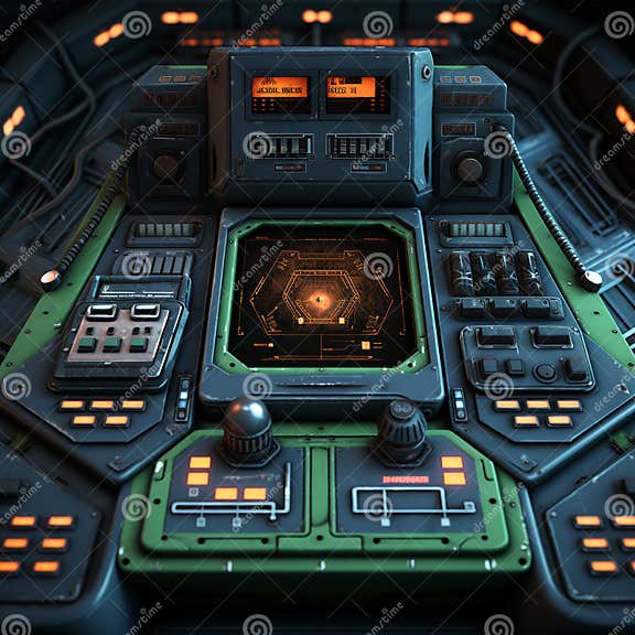 Alien Spaceship Cockpit with Space Ship Controls. Rocket Cockpit ...