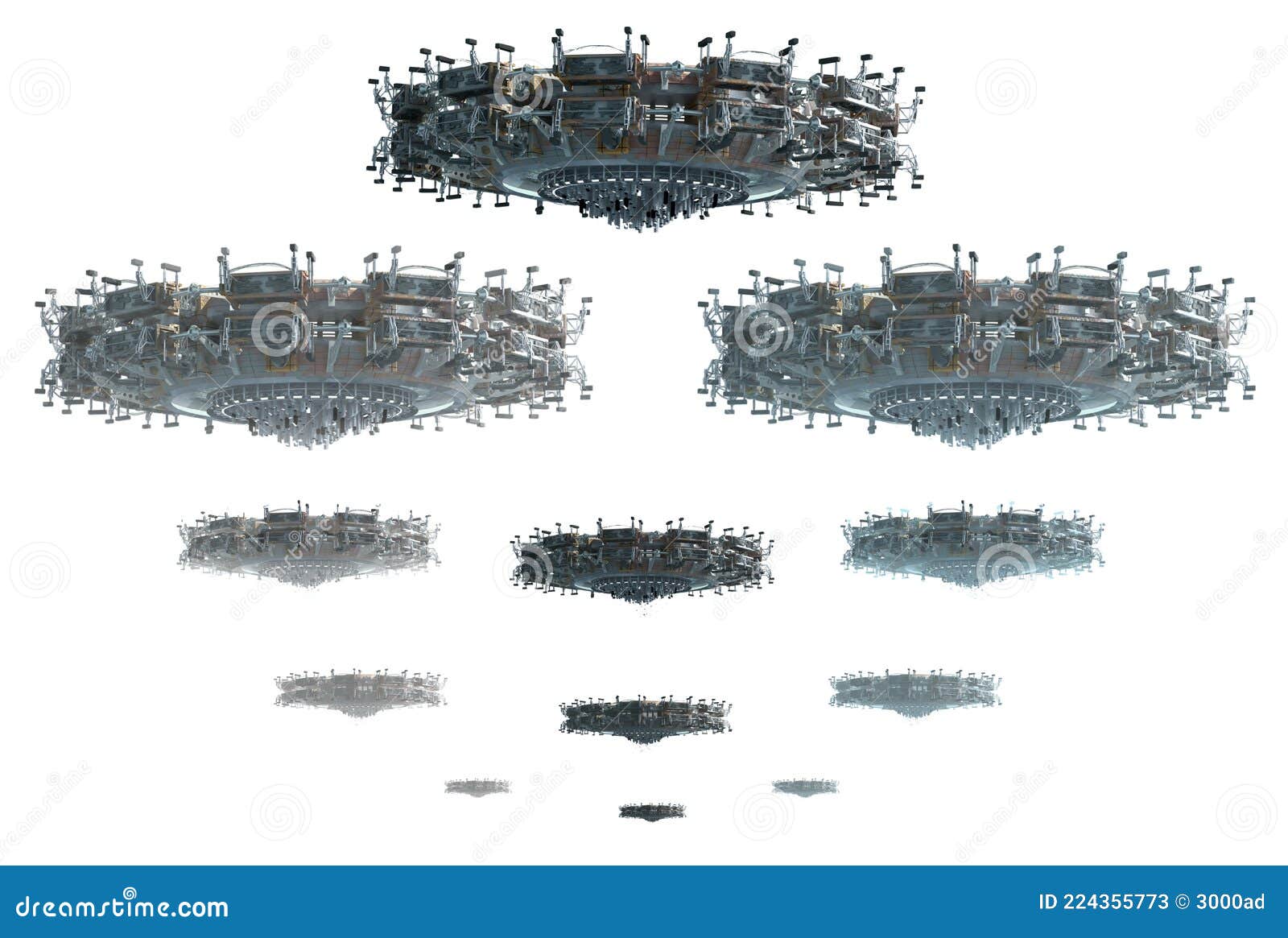 Alien Spaceship Collage Depth Of Field Perspectives Royalty-Free Stock ...