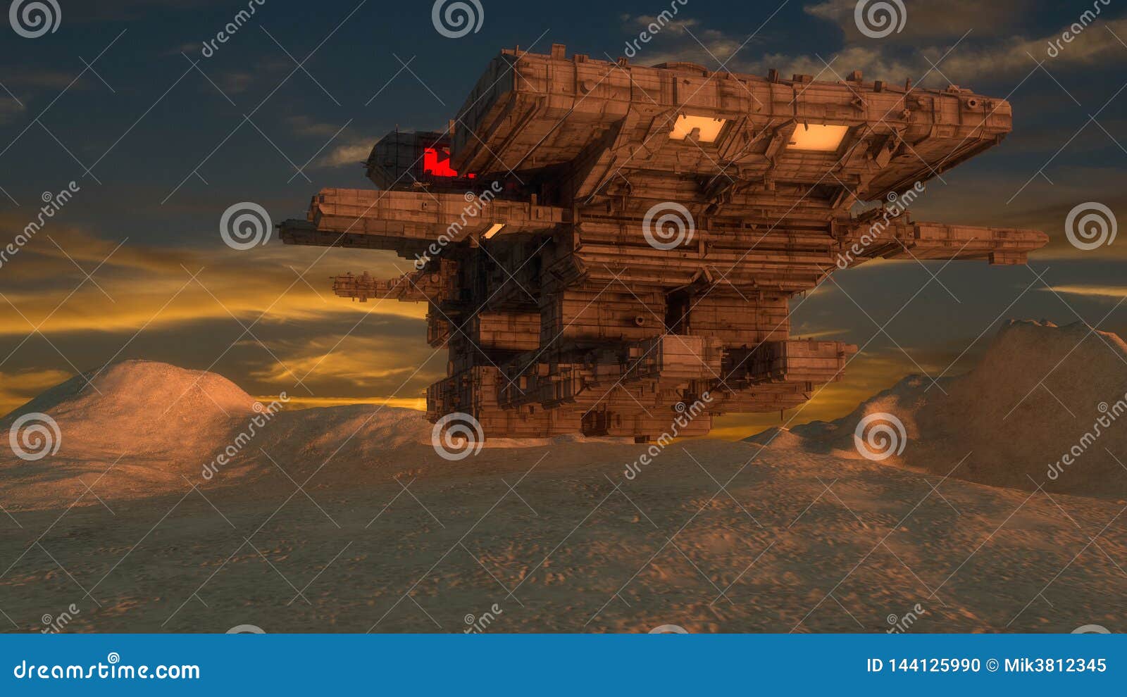 Alien spaceship concept stock illustration. Illustration of station ...