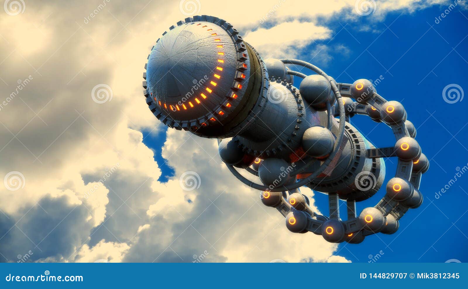 Alien spaceship concept stock illustration. Illustration of flying ...