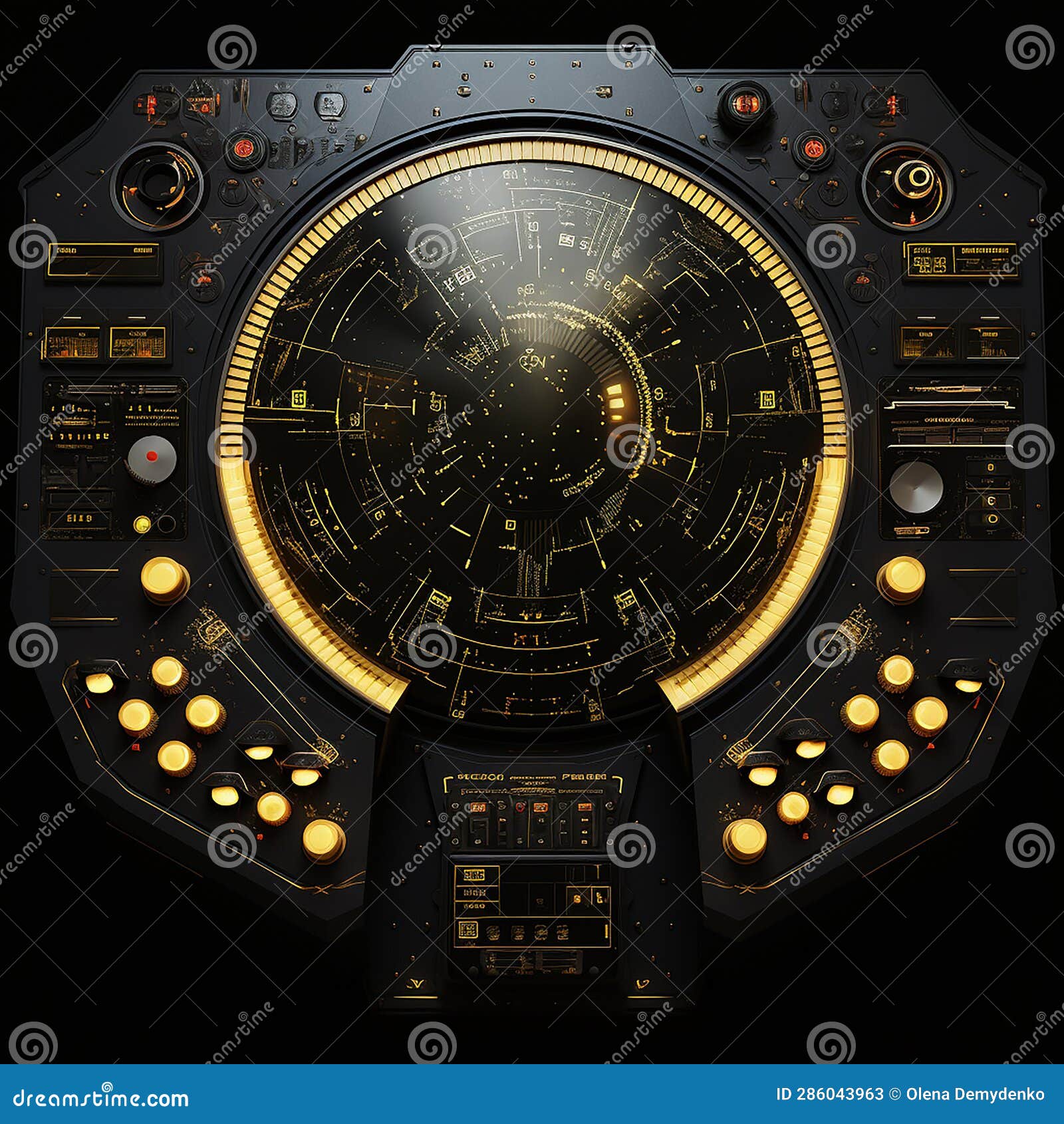 Alien Spaceship Control Panel Stock Illustration - Illustration of ...