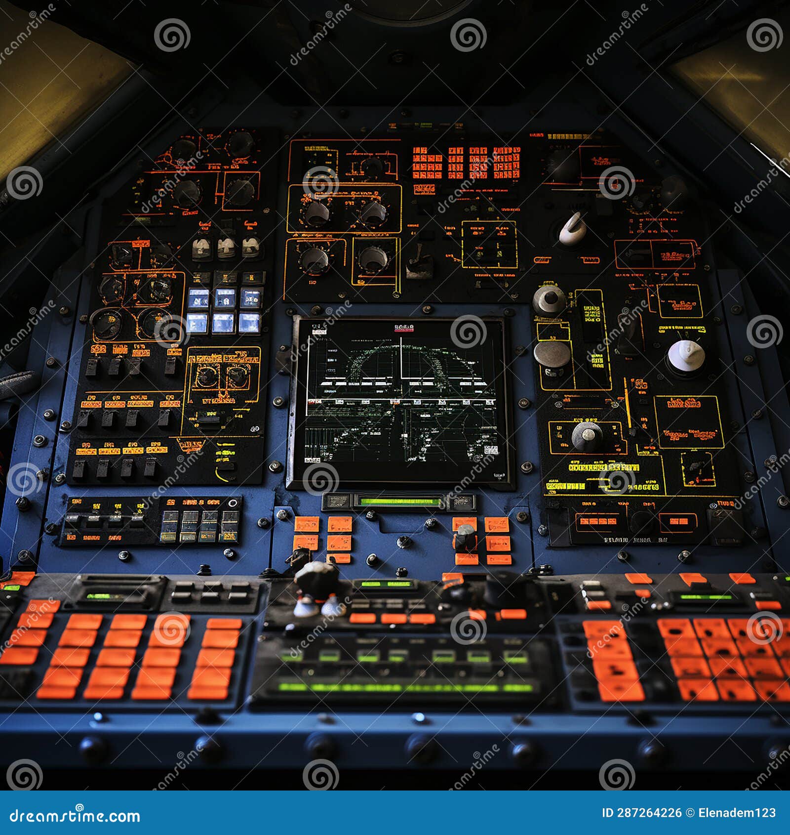 Alien Spaceship Control Panel. Sci-Fi Mission Control. Cabin of the ...