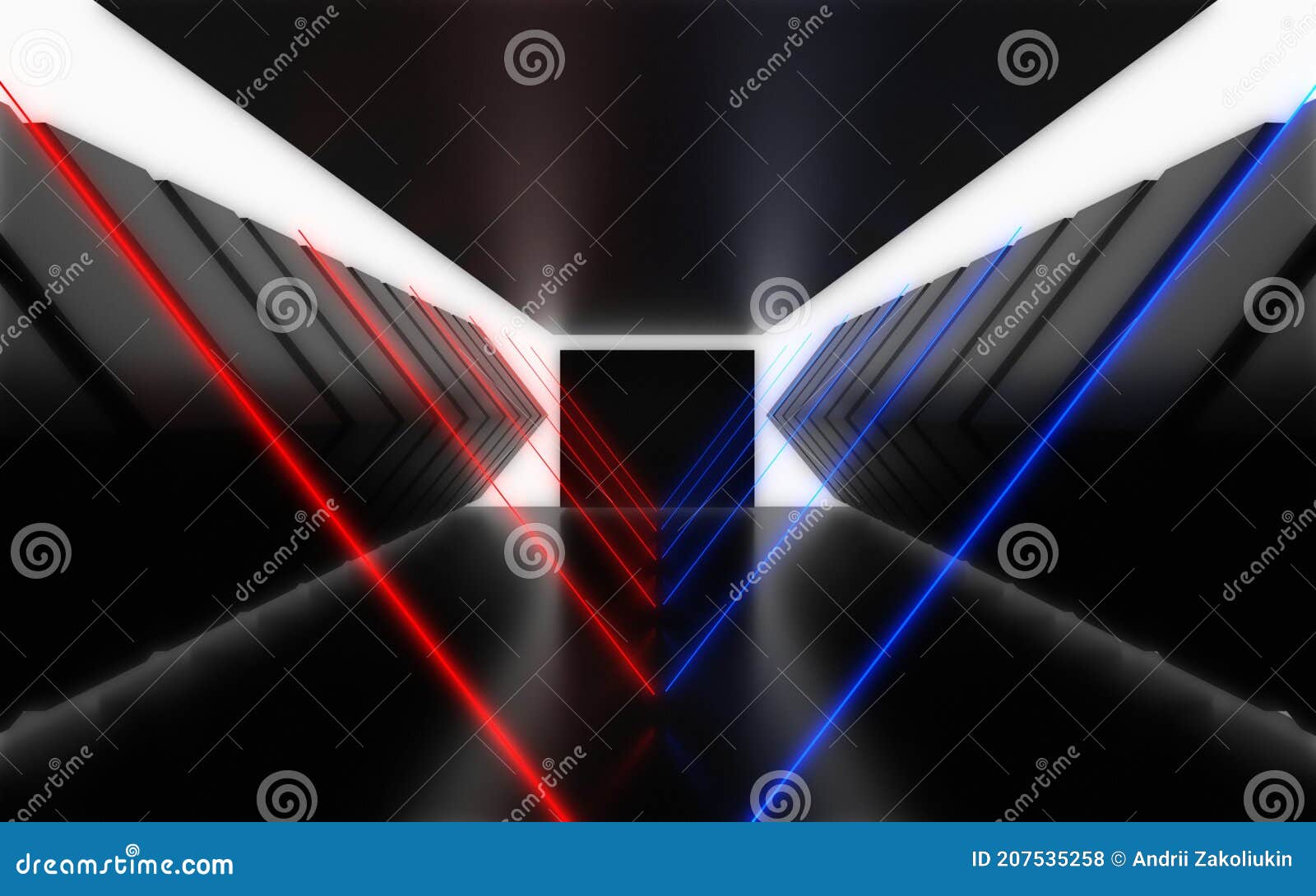 Alien Spaceship Corridor Abstract Background. Illustration Stock ...