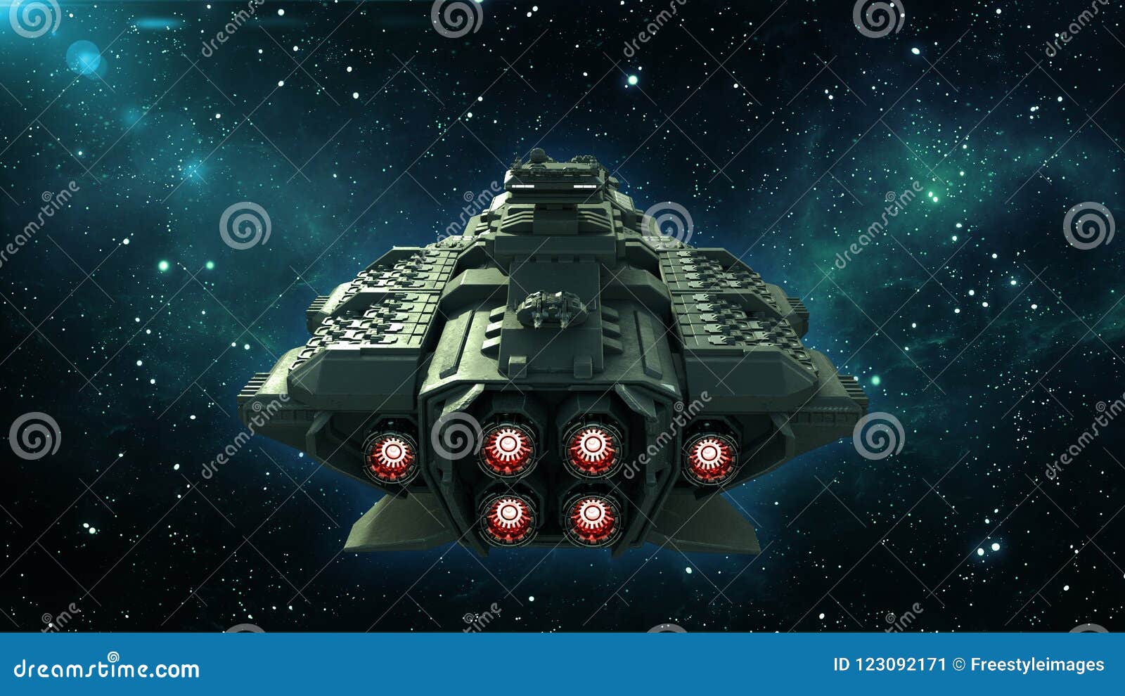 Alien Spaceship in Deep Space, Spacecraft Flying in the Universe with ...