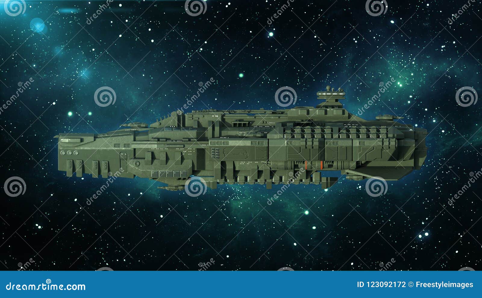 Alien Spaceship in Deep Space, Spacecraft Flying in the Universe with ...