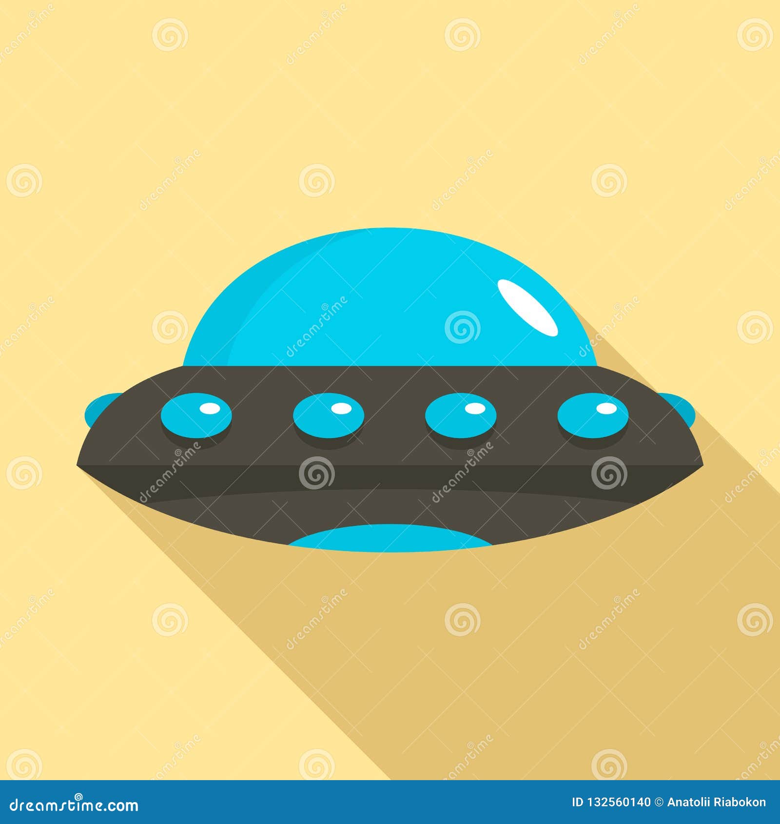 Alien Spaceship Icon, Flat Style Stock Vector - Illustration of fantasy ...