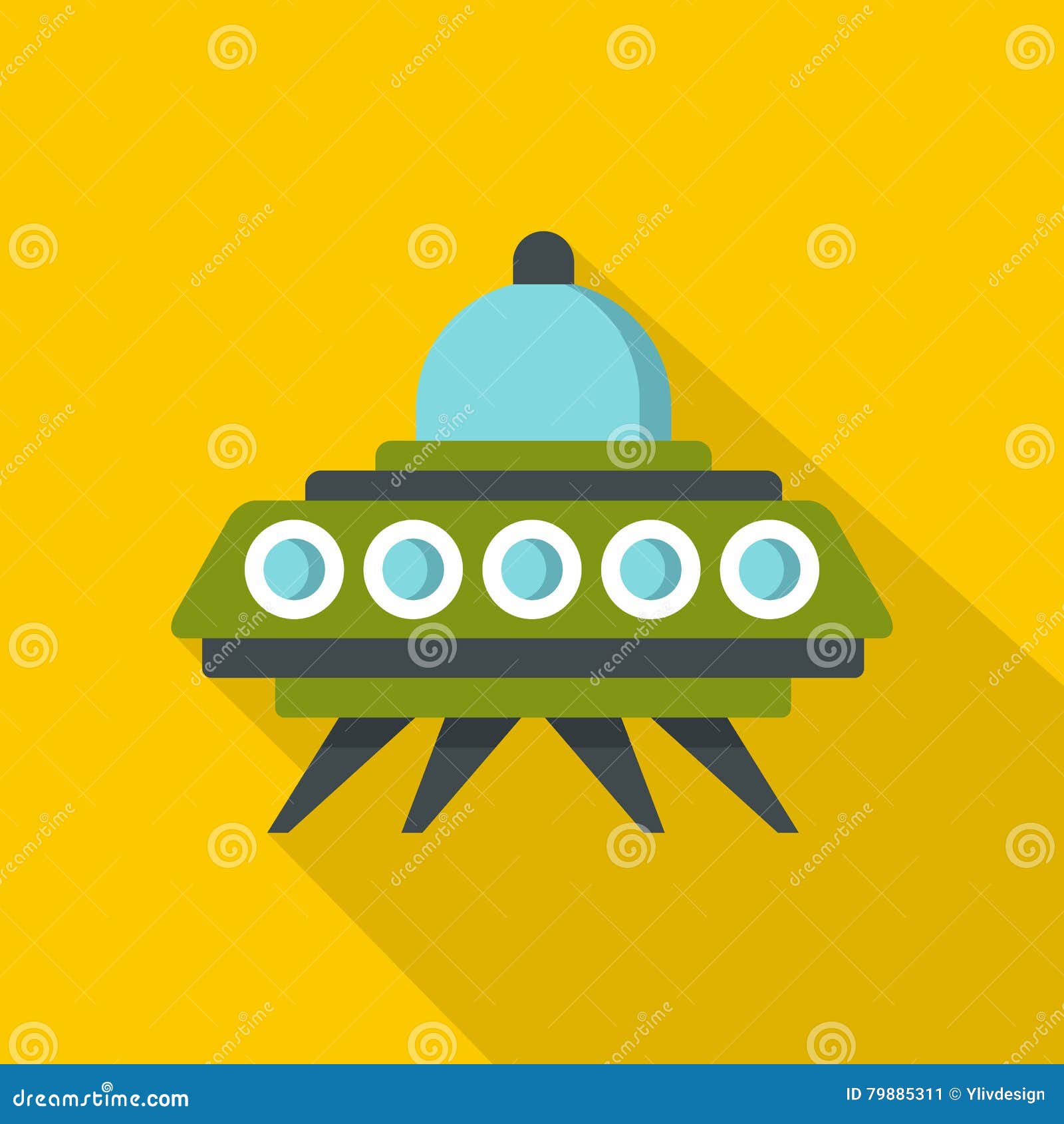 Alien Spaceship Icon, Flat Style Stock Vector - Illustration of scifi ...