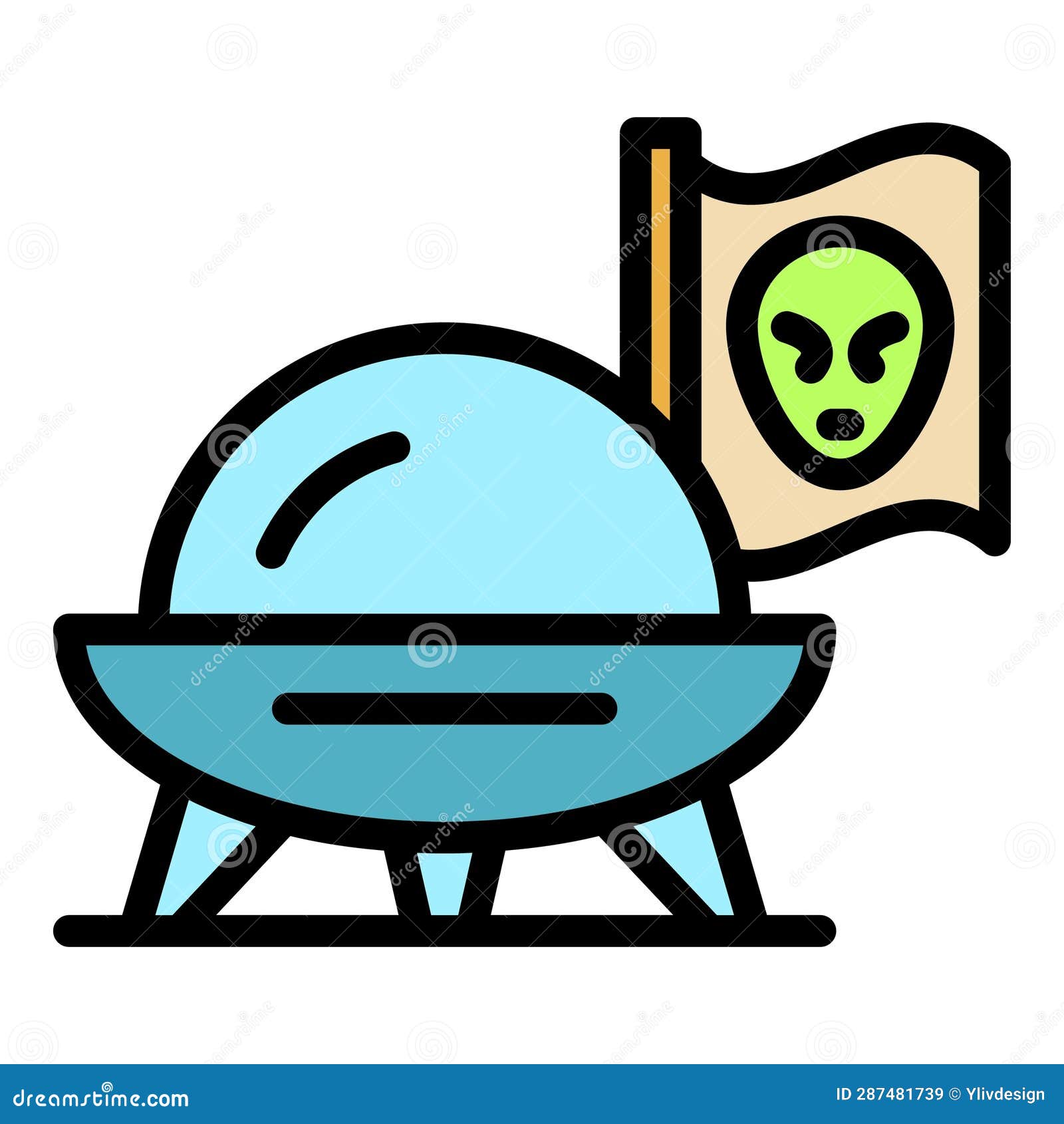 Alien Spaceship Icon Vector Flat Stock Vector - Illustration of icon ...