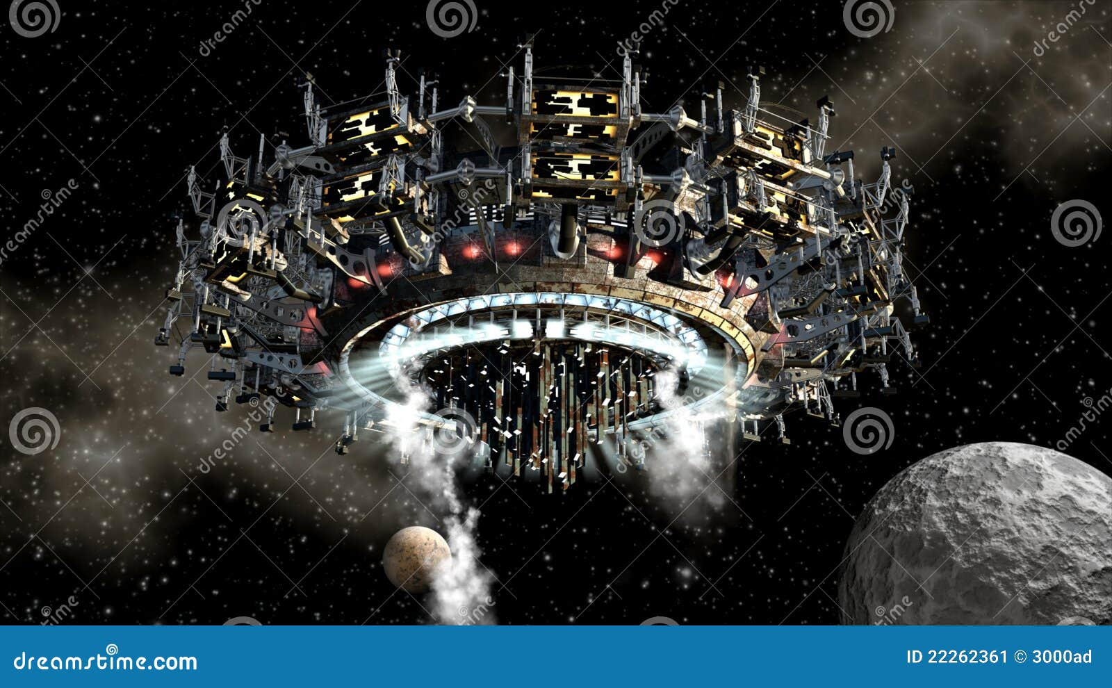 Alien Spaceship in Interplanetary Travel Stock Illustration ...