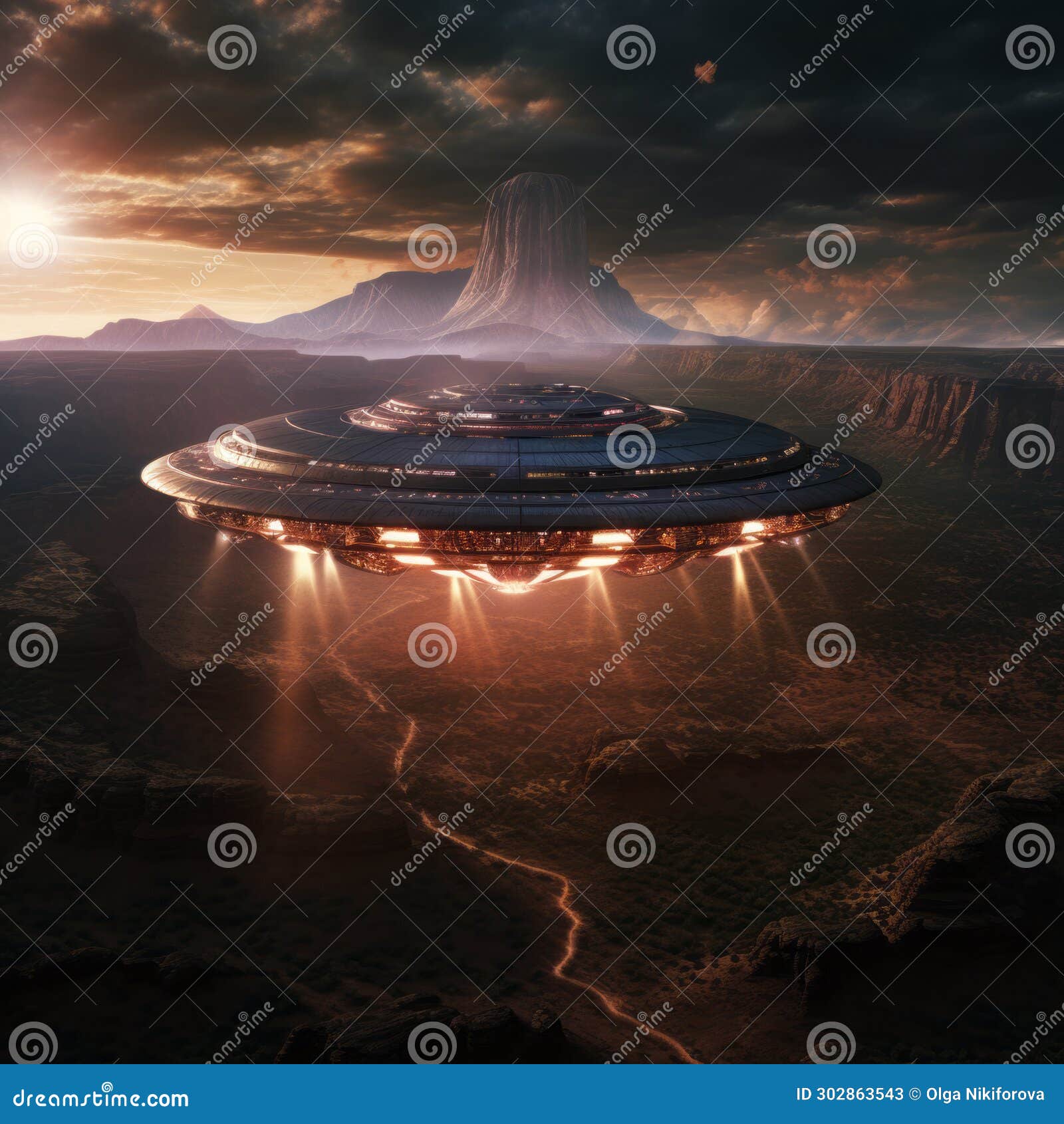 An Alien Spaceship Invades Earth. An Alien Spaceship Hovered Above The ...
