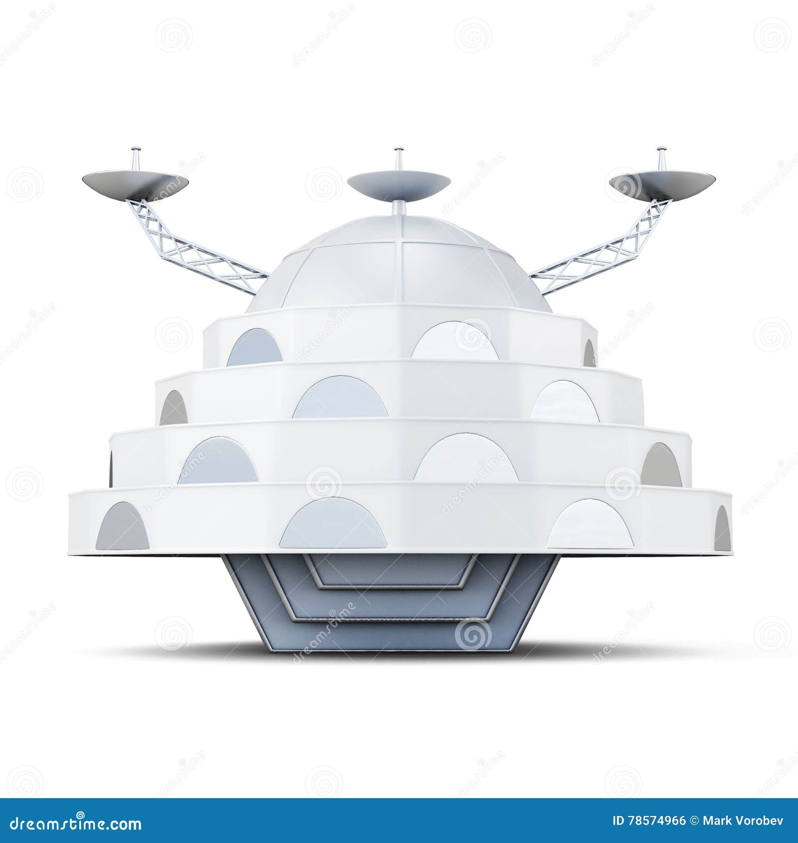 Alien Spaceship Isolated on a White Background. 3d Rendering Stock ...