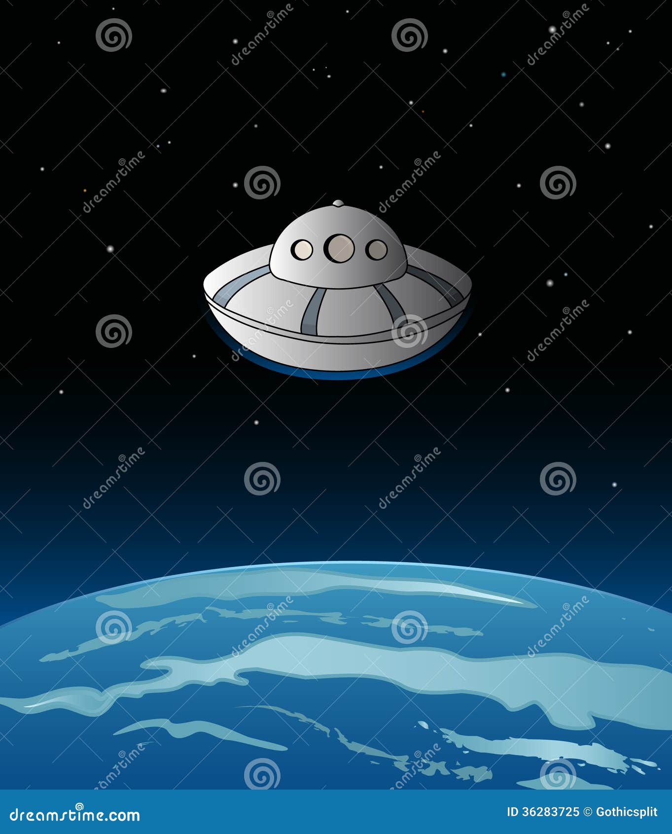 Alien Spaceship Over The Earth Cartoon Vector | CartoonDealer.com #36283725