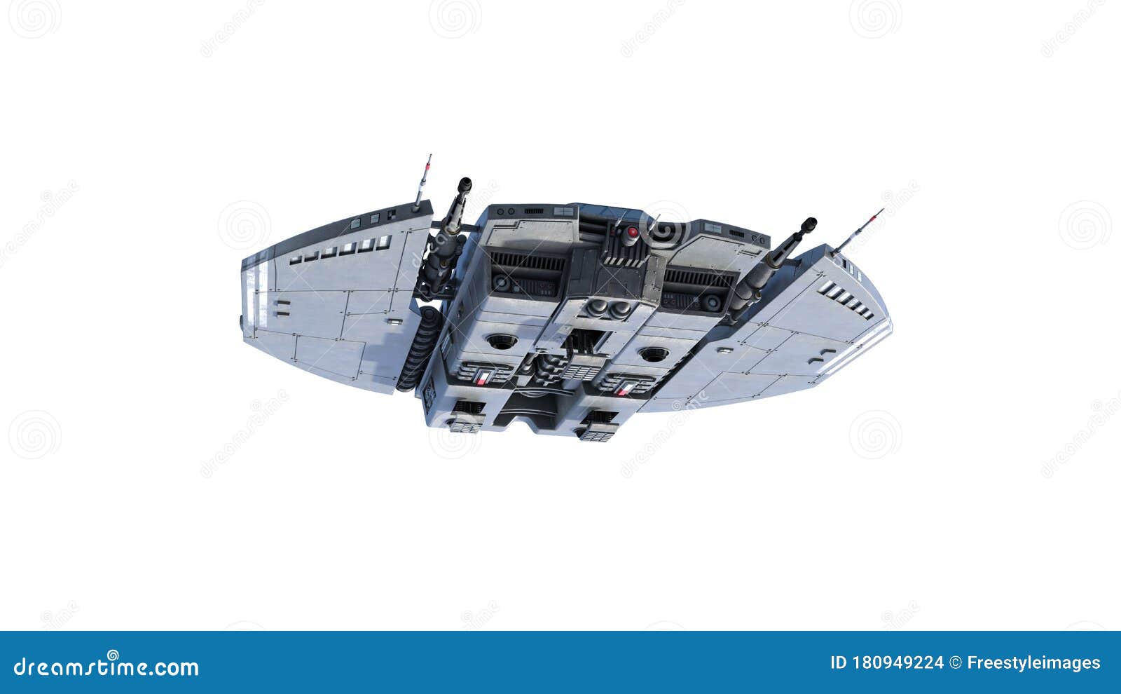 Alien Spaceship, UFO Spacecraft in Flight Isolated on White Background ...