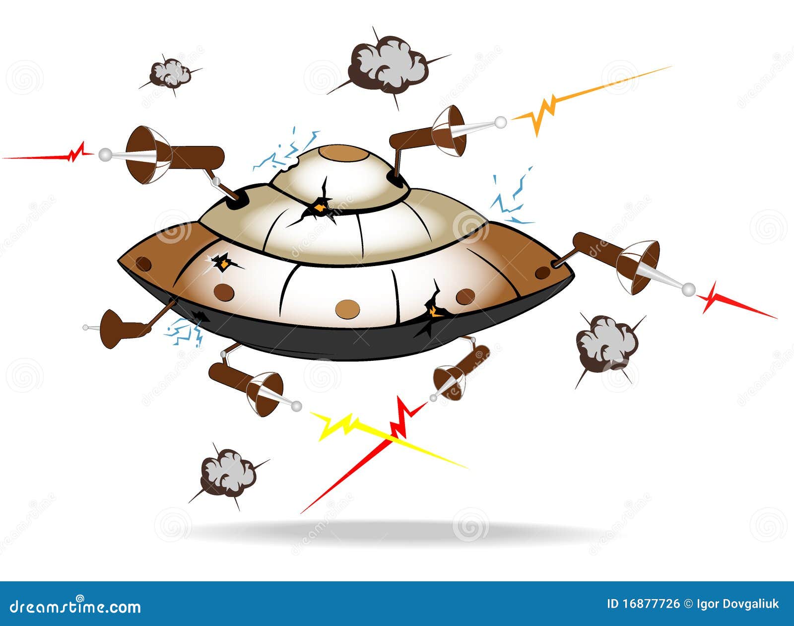 Alien Spaceship Under Attack Stock Vector - Illustration of intelligence, speed: 16877726
