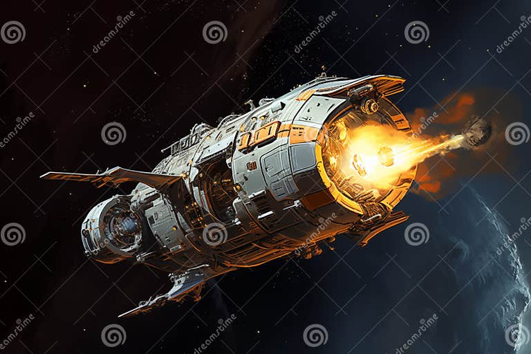 Spacecraft Flying In Deep Space With Stars In The Background By