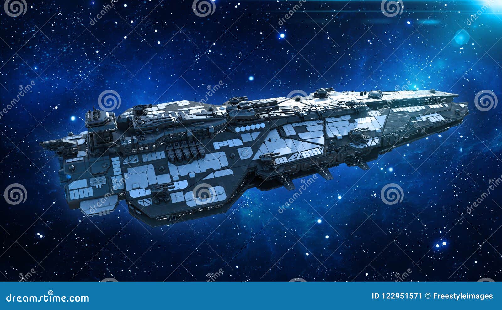 Alien Spaceship in the Universe, Spacecraft Flying in Deep Space with ...