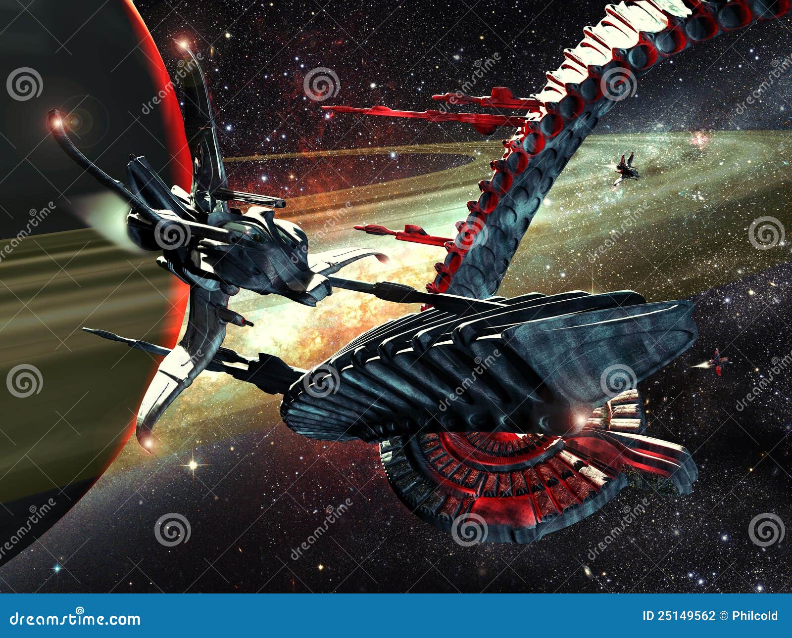 Alien spaceships stock illustration. Illustration of space - 25149562