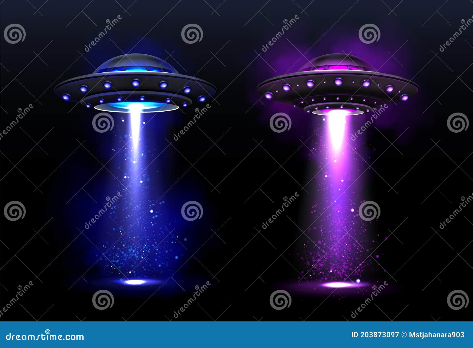 Alien Spaceships, Ufo with Color Light Beam Stock Vector - Illustration ... Alien Spaceships, Ufo with Color Light Beam Stock Vector - Illustration ...