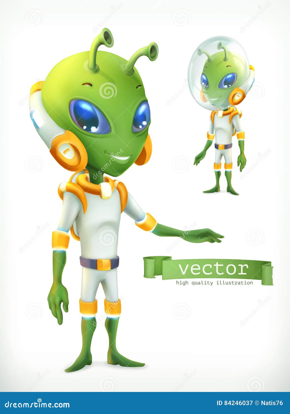 Alien in Spacesuit. Character Vector Icon Stock Vector - Illustration ...