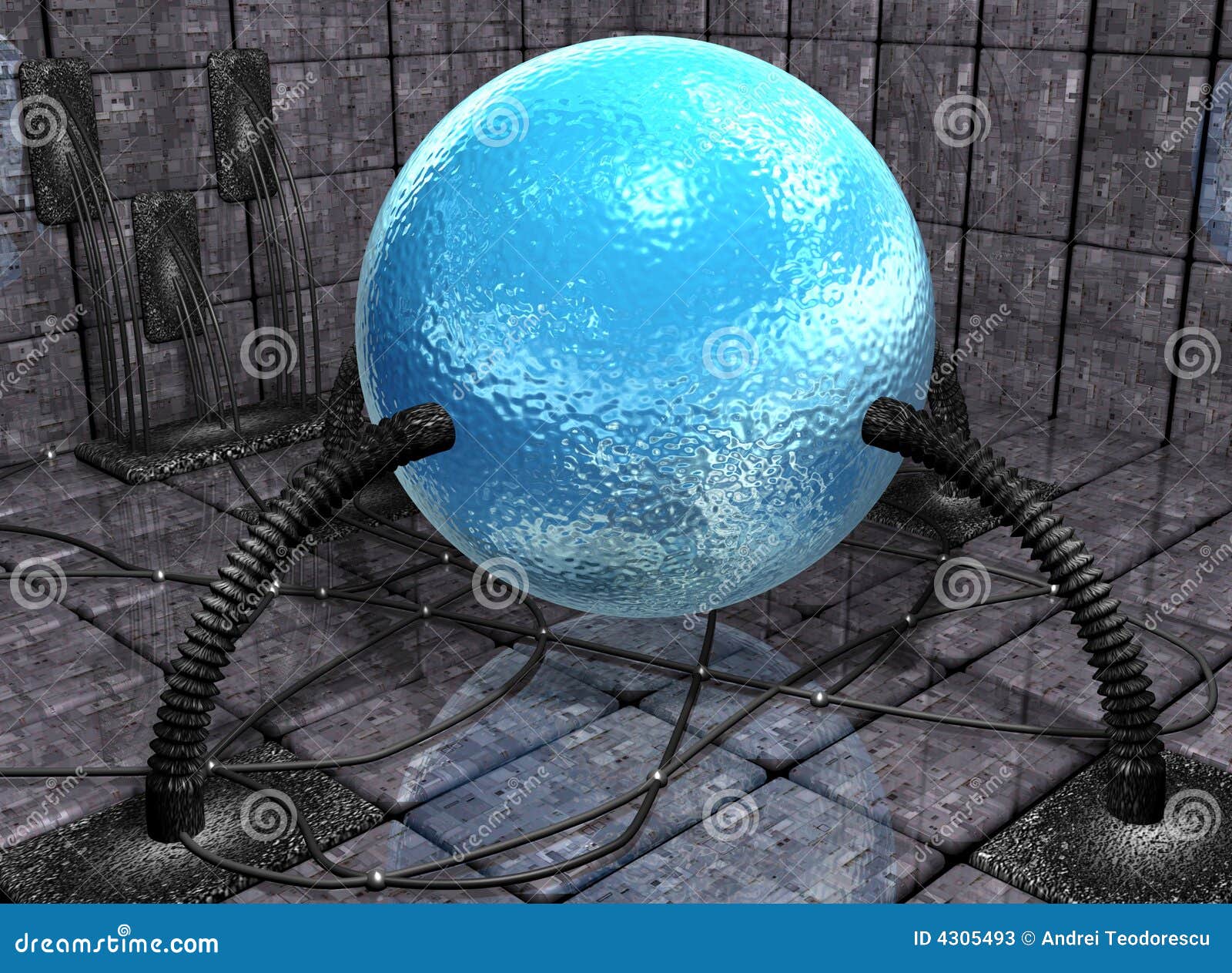 Alien sphere with wires stock illustration. Illustration of futuristic ...