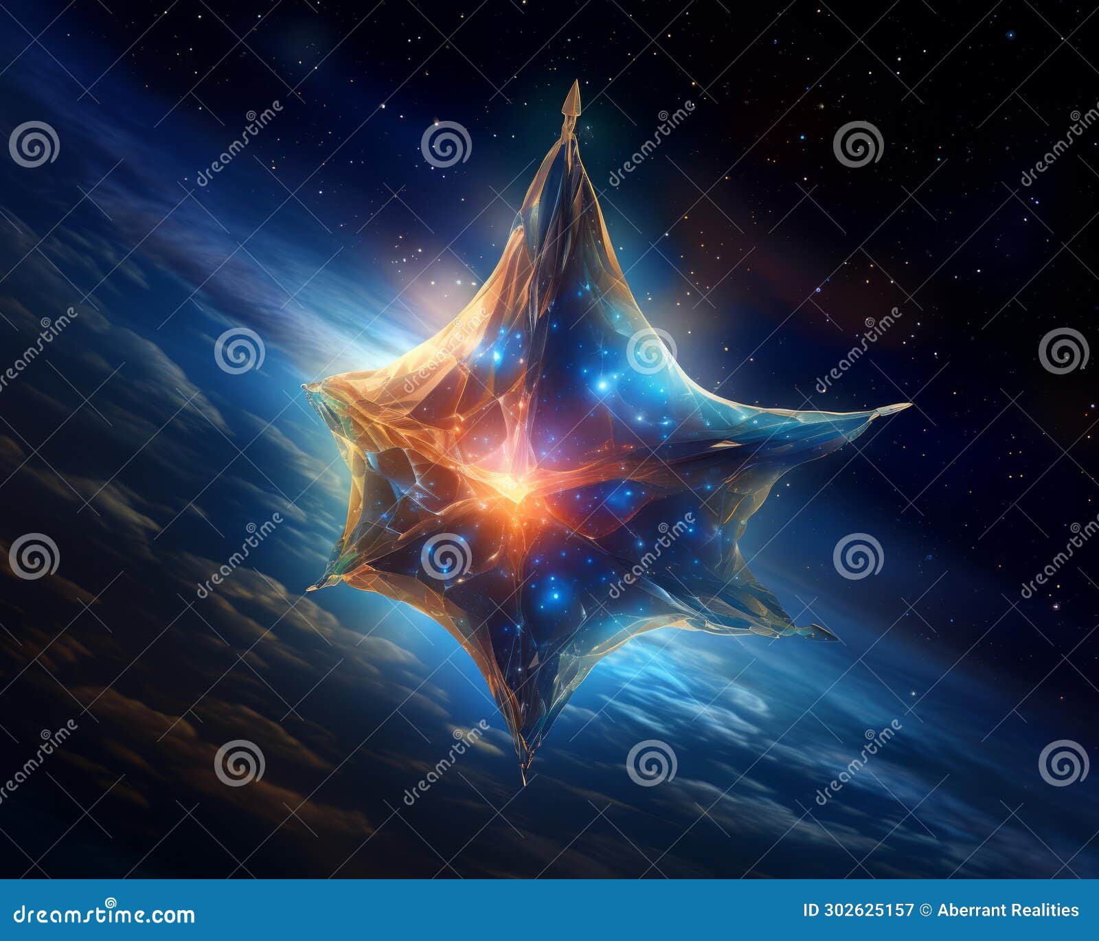 An Alien Star in Space with a Glowing Blue Light Stock Illustration ...