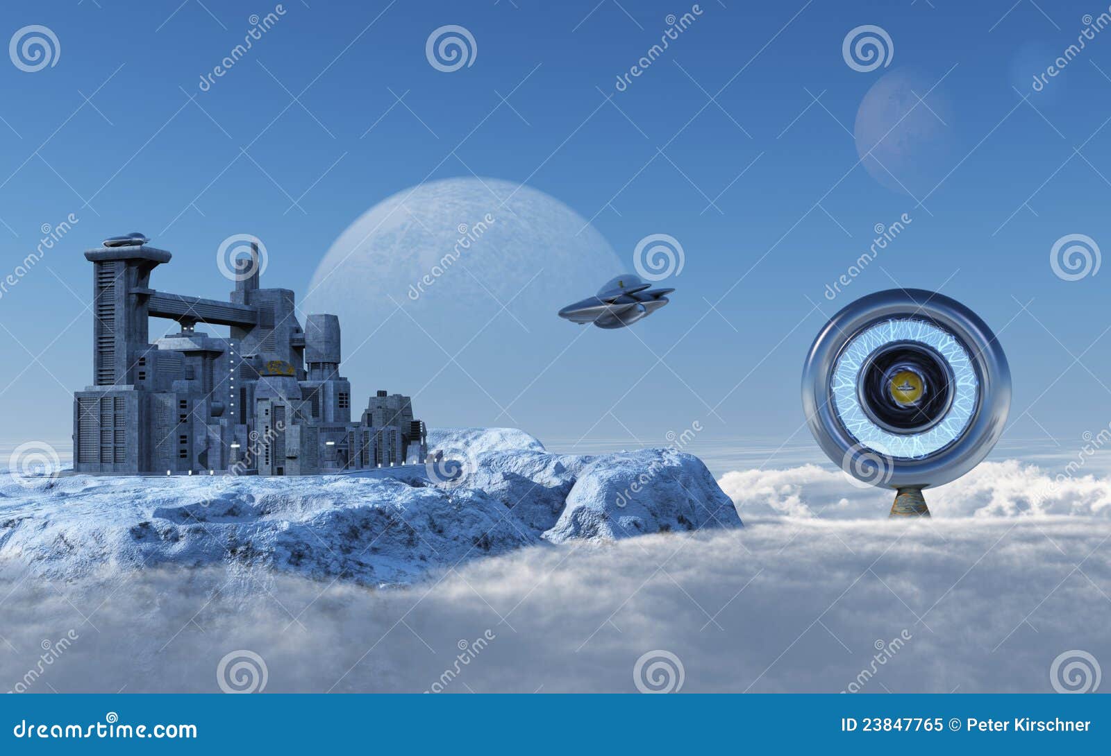 Sci-fi Alien Bus Station Artwork Waiting Cosmic Stars Woman Window ...