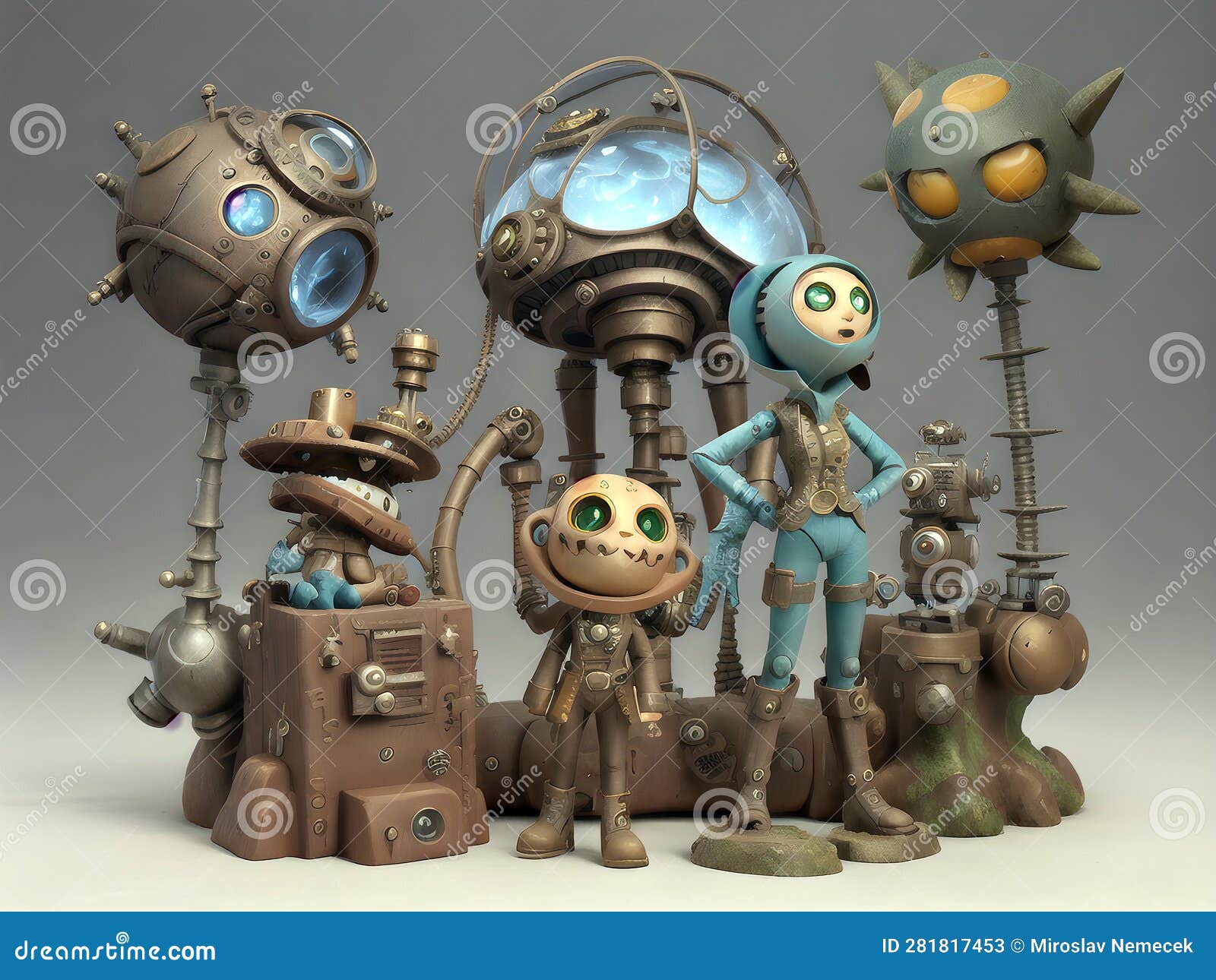 Alien Steampunk Planet, Generative AI Illustration Stock Illustration ...