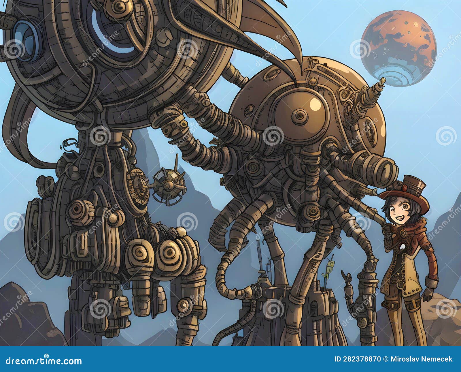 Steampunk Planet Earth. AI Generation Stock Photo | CartoonDealer.com ...