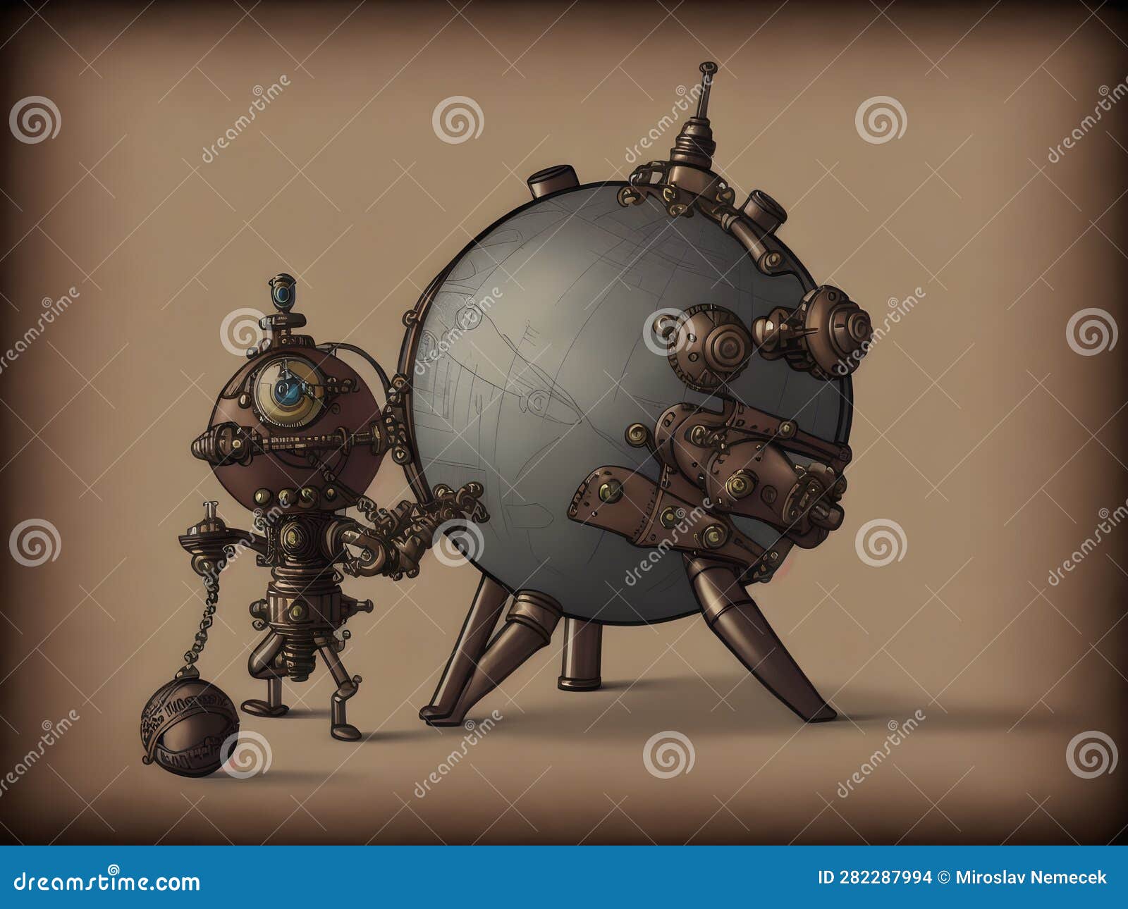 Alien Steampunk Planet, Generative AI Illustration Stock Illustration ...