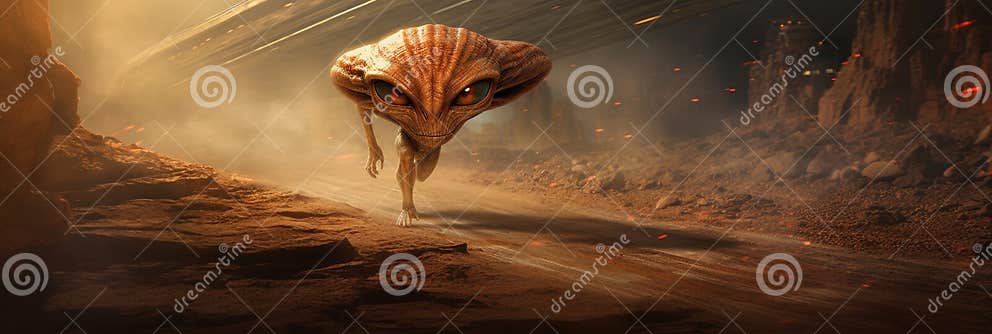 An Alien Striking a Dynamic Pose with Expressive Features in a Vivid ...
