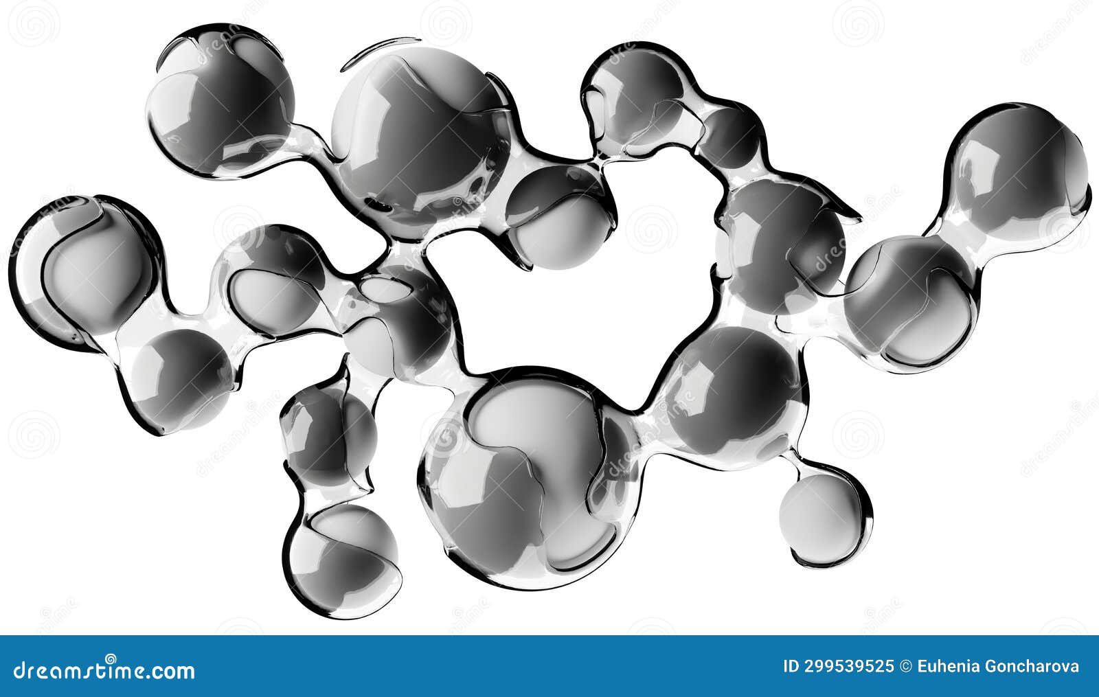 Alien Structure Made of White Spheres and Flowing Glass Liquid ...