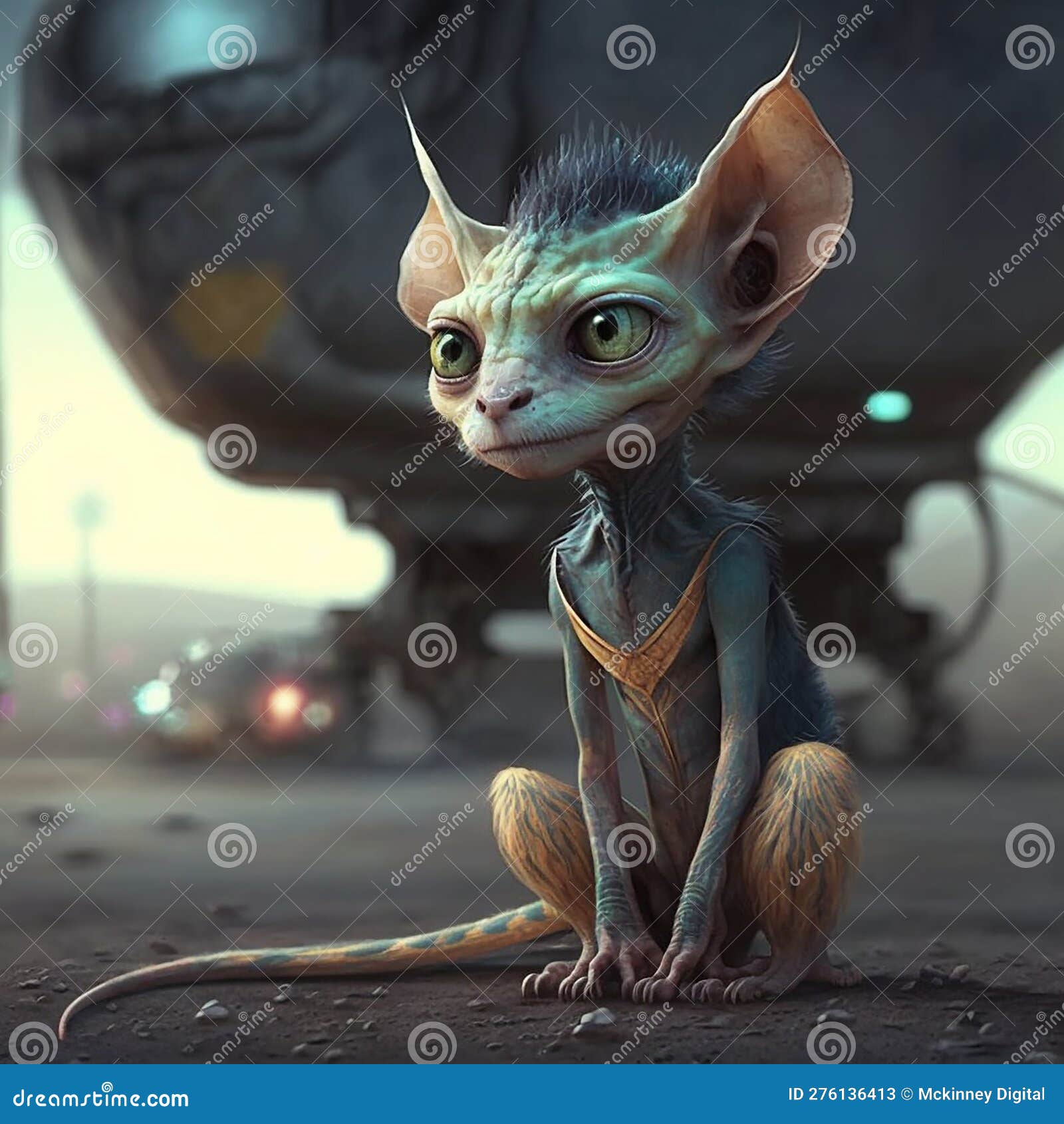 Alien Style Cat in Futuristic Scene. Created Using Ai Generative. Stock ...