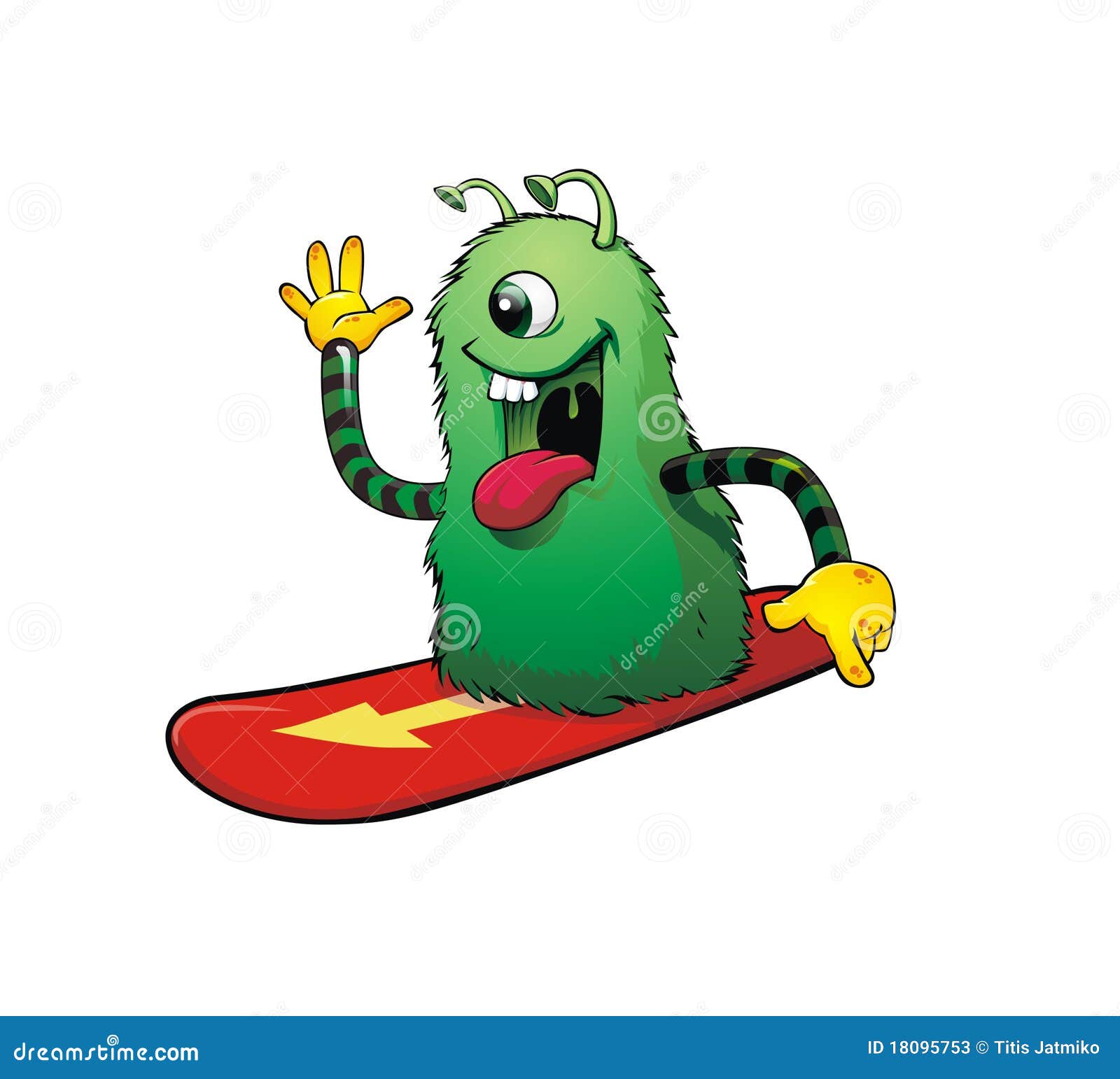 Alien surfer stock vector. Illustration of skateboard - 18095753