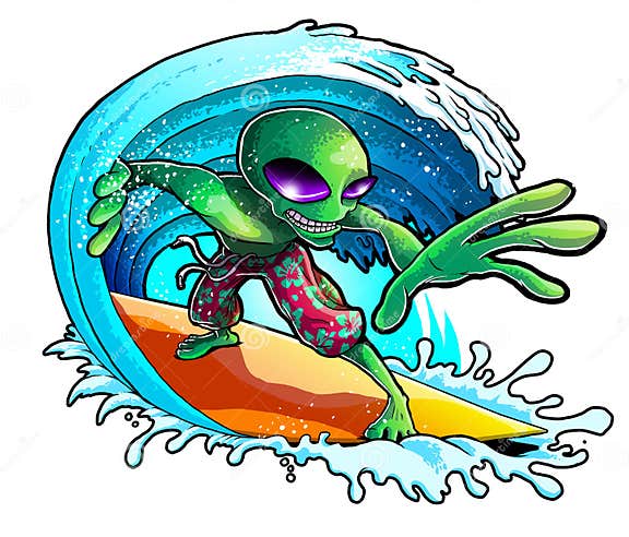 Alien Surfing Wave stock illustration. Illustration of wave - 28457112