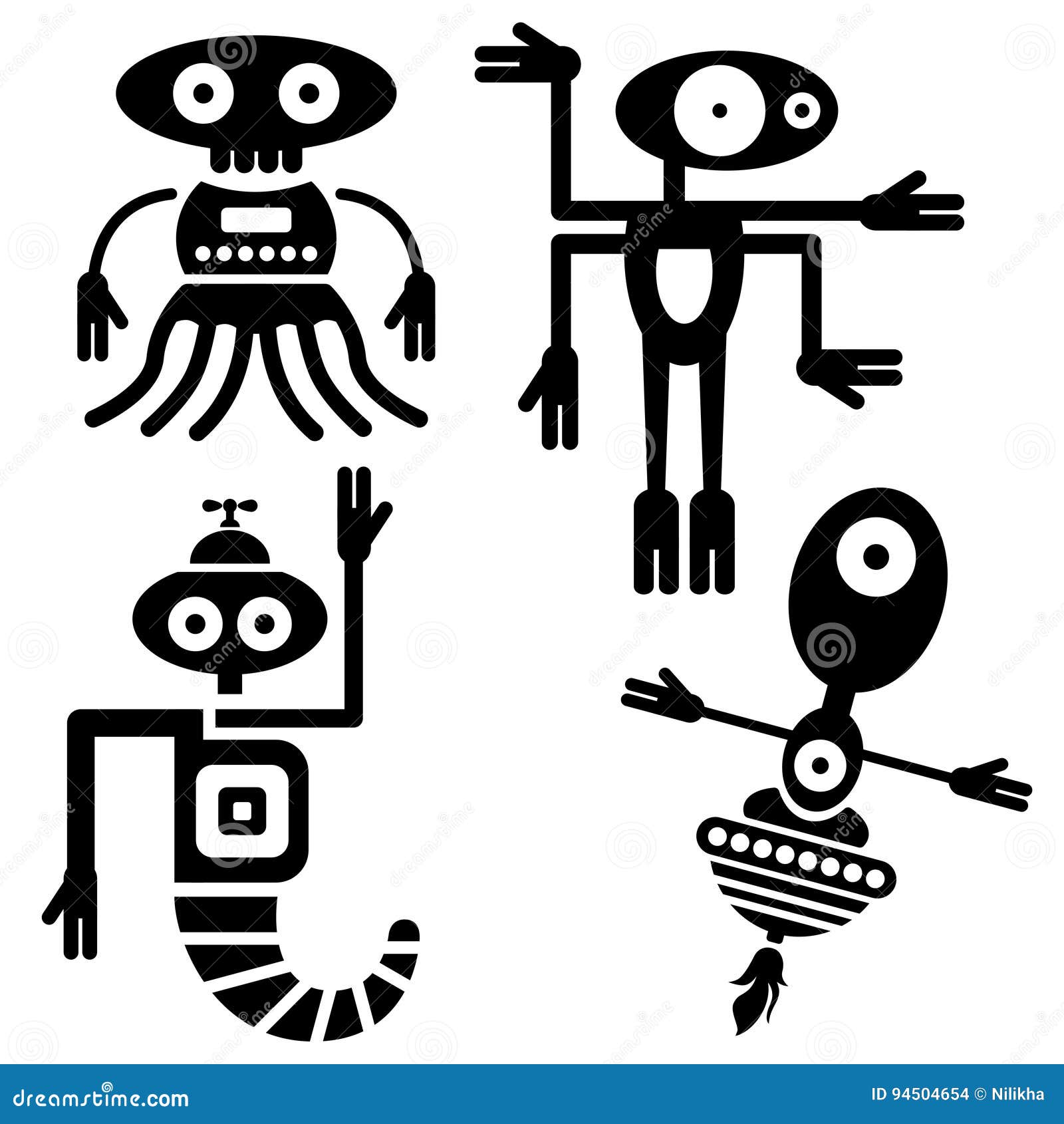 Ufo And Aliens Set Of Four Colored Vector Emblems | CartoonDealer.com ...