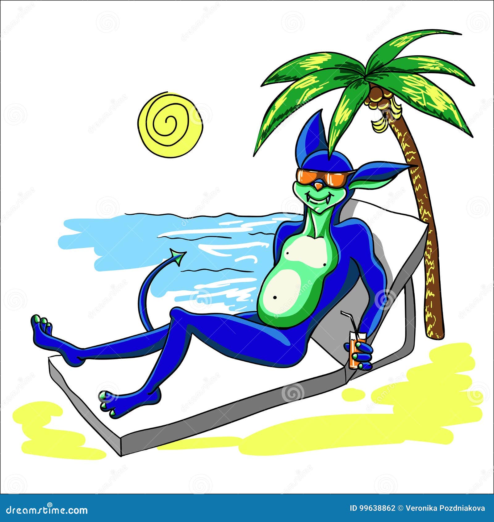 The Alien Is Resting On The Sofa Stock Illustration | CartoonDealer.com ...