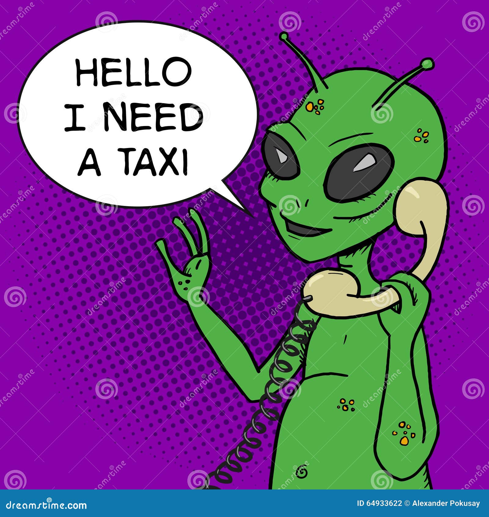 Alien Talking Phone Pop Art Style Vector Stock Vector - Illustration of ...