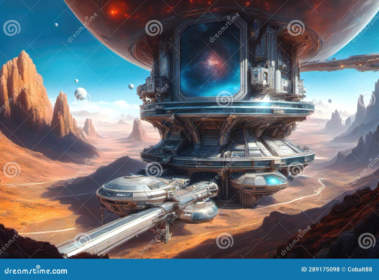 Alien Technology Constructions, Space Base on an Alien Planet, Science ...