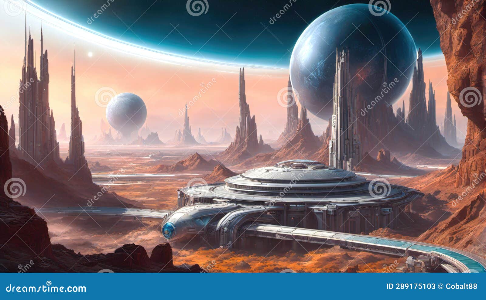 Alien Technology Constructions, Space Base on an Alien Planet, Science ...