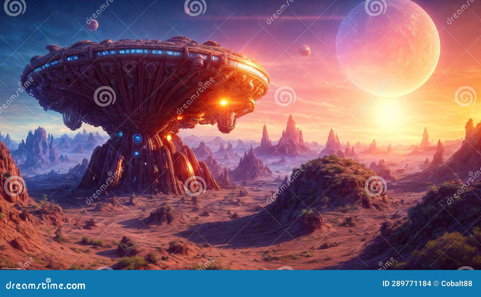 Alien Technology Constructions, Space Base on an Alien Planet, Science ...