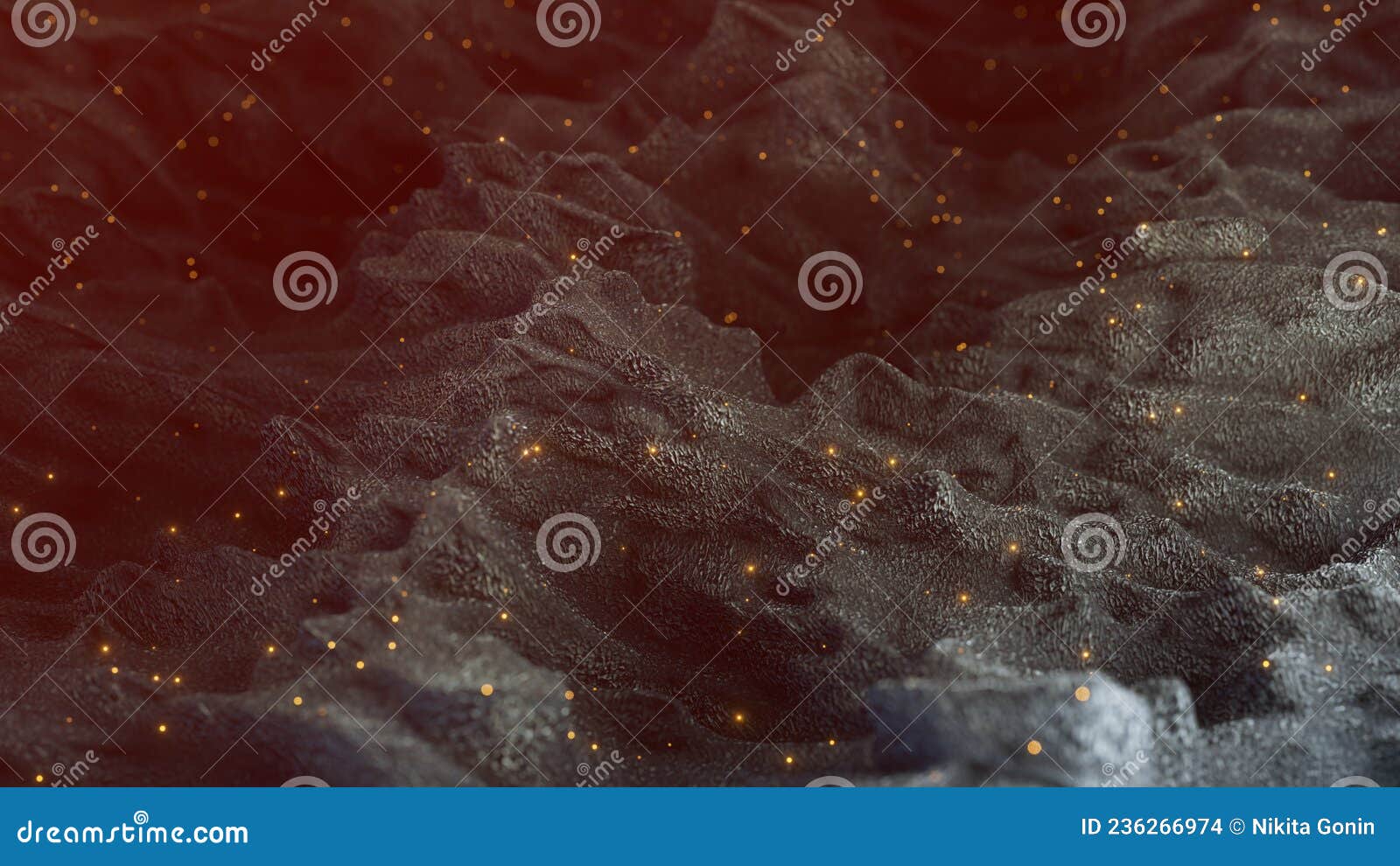Alien Terrain with Glowing Dots 3D Render Stock Illustration ...