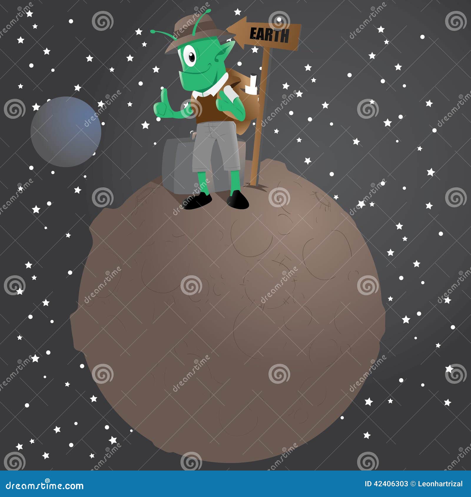 Alien Traveler stock vector. Illustration of dark, road - 42406303