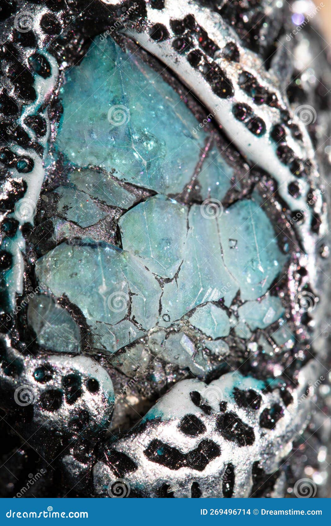 Alien Trypophobia Holes with a Crystal in a Shiny Sci-fi Close Up ...